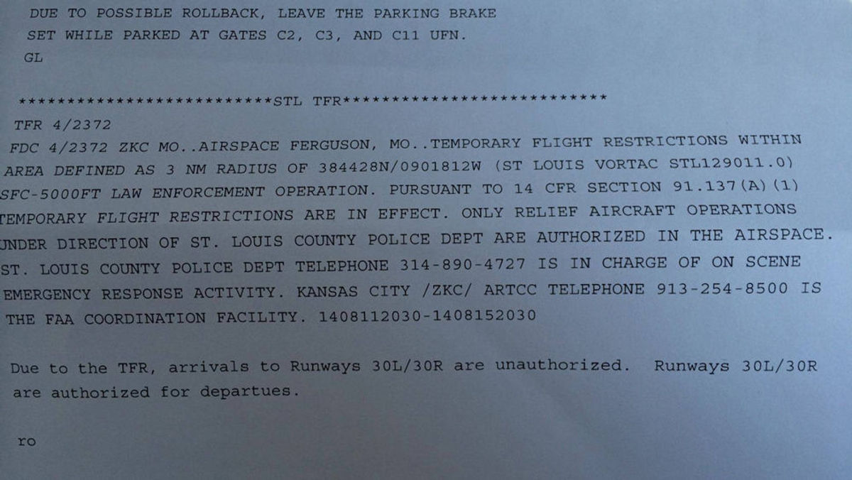 Temporary Flight Restrictions Issued Over St. Louis International ...