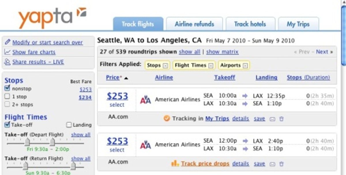 Track this: Yapta gets Kayak search, Kayak gets Yapta price tracking ...