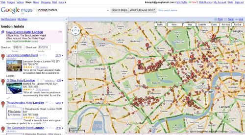 Google Maps with hotel prices and date search now running in the UK ...