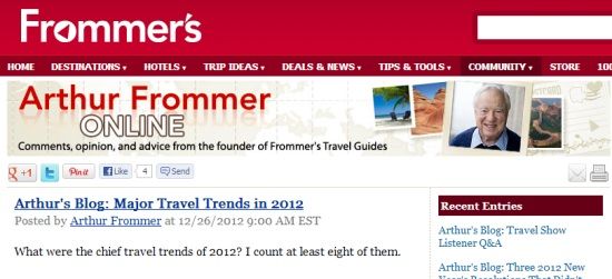 Arthur Frommer reviews the top travel trends of last year - but ...