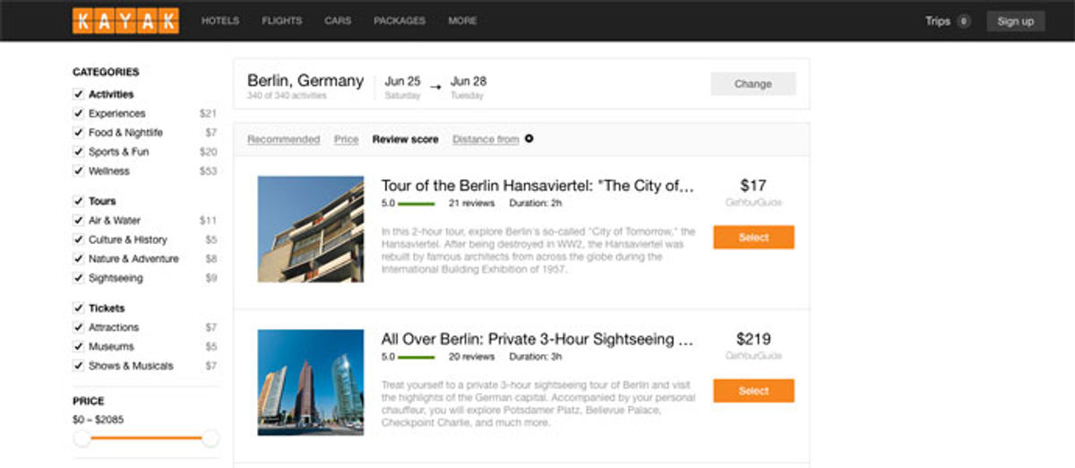Kayak adds tours and activities to its travel metasearch [UPDATED ...