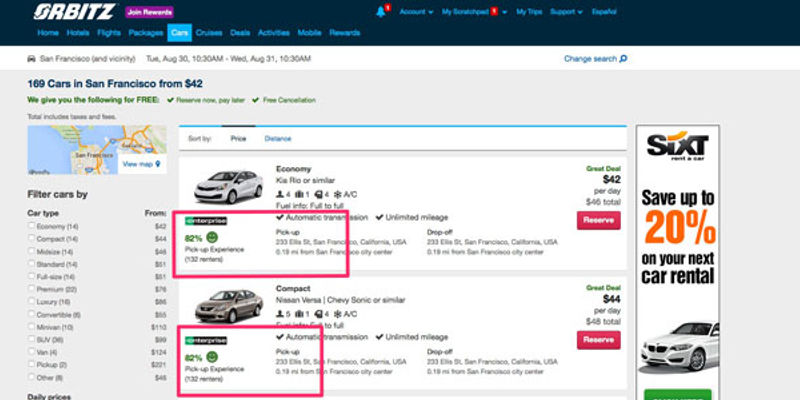 Orbitz and CheapTickets test car rental reviews, other Expedia brands ...