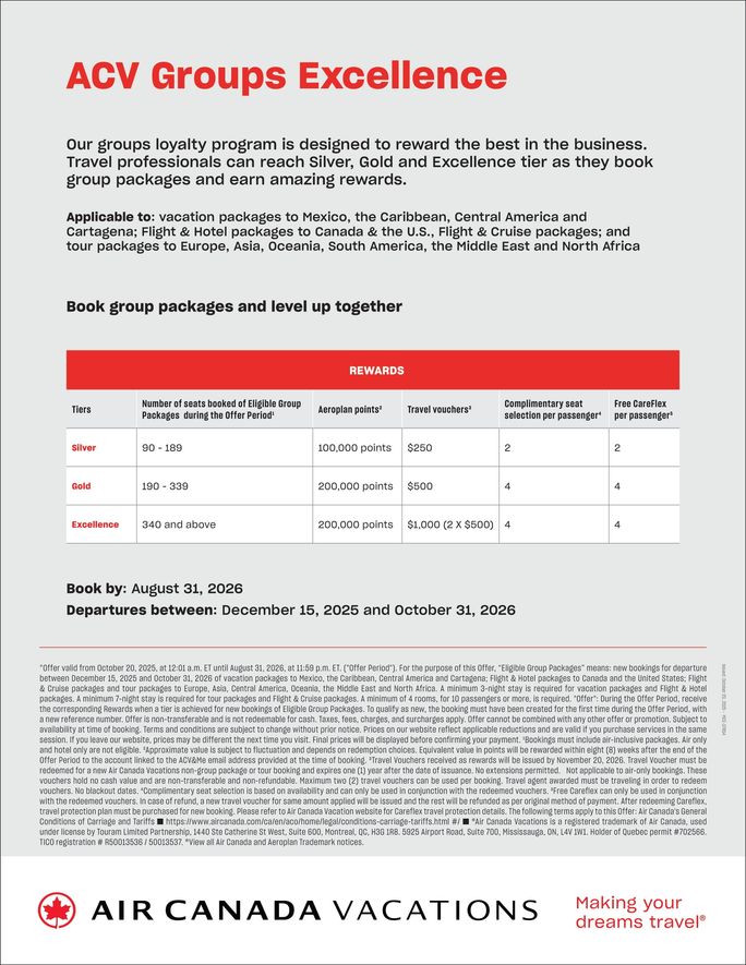 ACV Launches Groups Excellence Loyalty Program | TravelPulse Canada